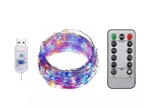 Foxter Světelný řetěz USB, 50 LED, dálkové ovládání, multicolor 5 m - 777007BEN - Priceorcan.cz